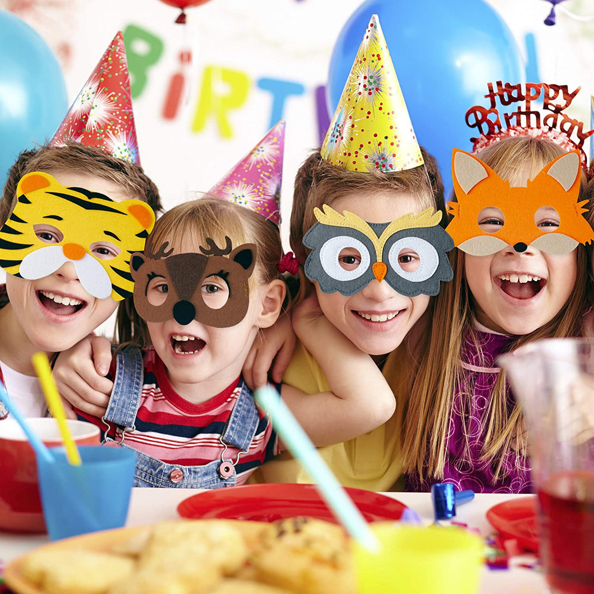 Crackles Kids Colorful Animal Felt Masks Party Favors for Kid - Safari ...